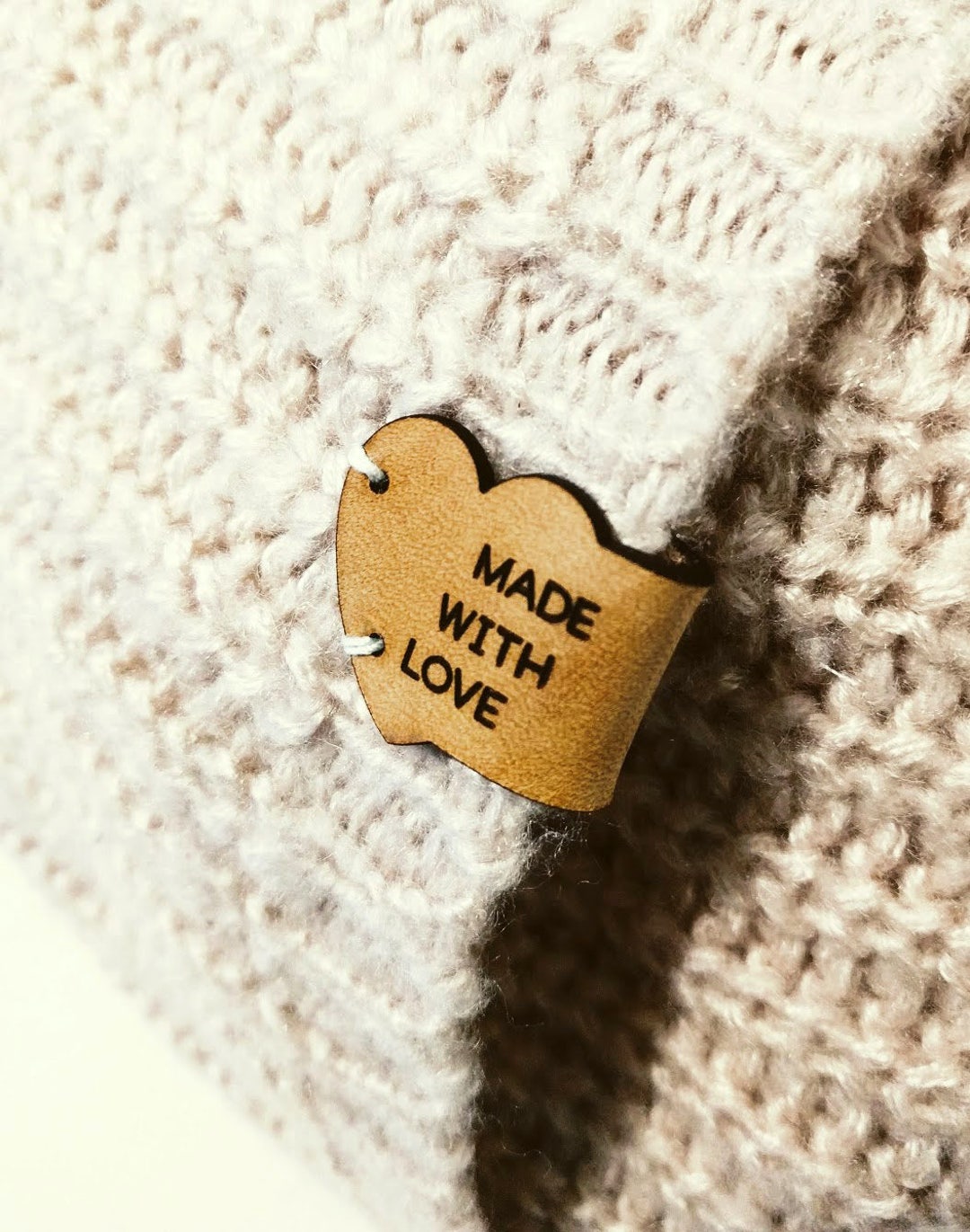 Folding Leather Label Pack - "made With Love" Heart Shaped - P ...