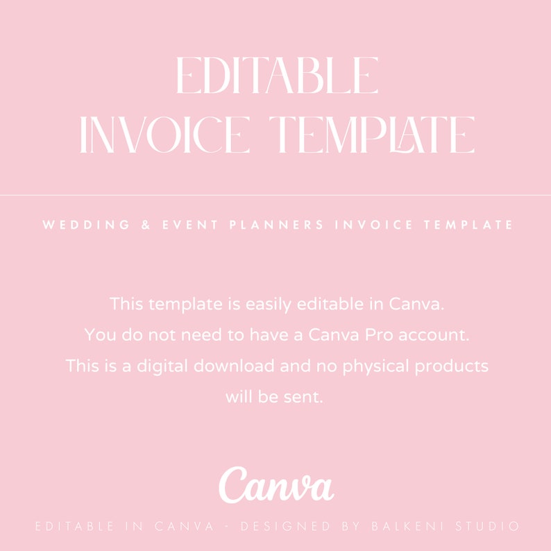 Invoice Template for Wedding Planners Event Planners Editable - Etsy