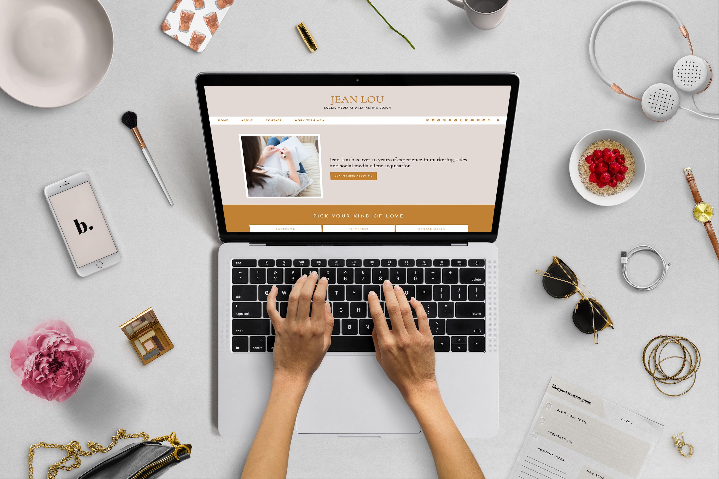 Premade Blogger Template (theme) - Jean Lou - Etsy