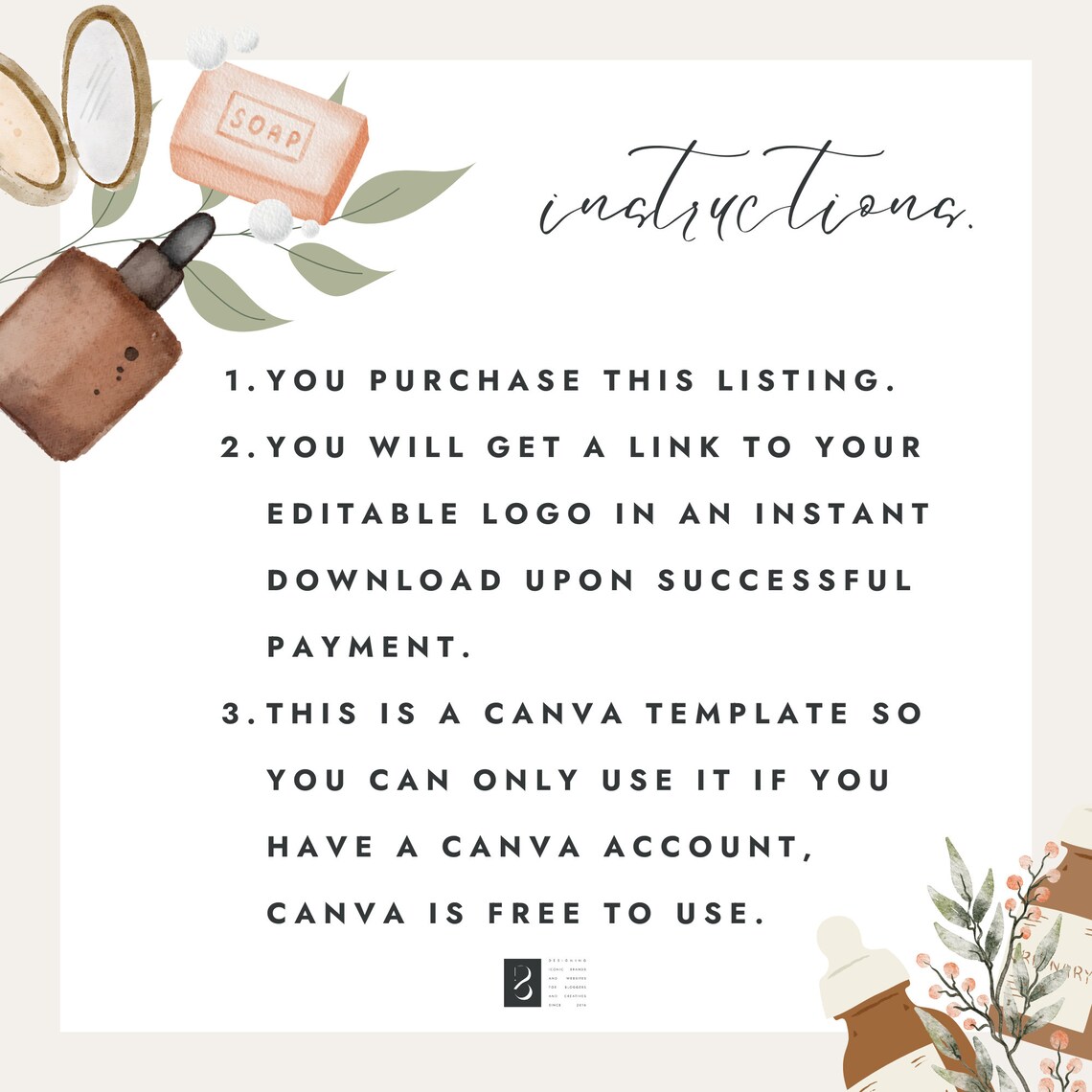 Editable Logo Template, Canva Template, Skincare Business Logo, Boho ...