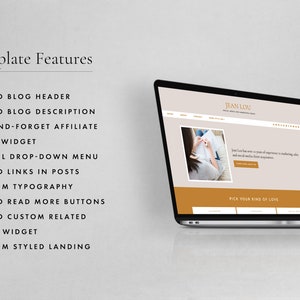 Premade Blogger Template (theme) - Jean Lou - Etsy