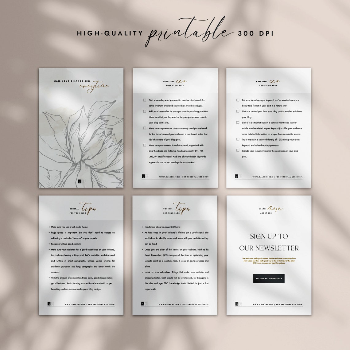 On-page SEO Checklist: Printable Worksheet for Blog Writing and Search ...