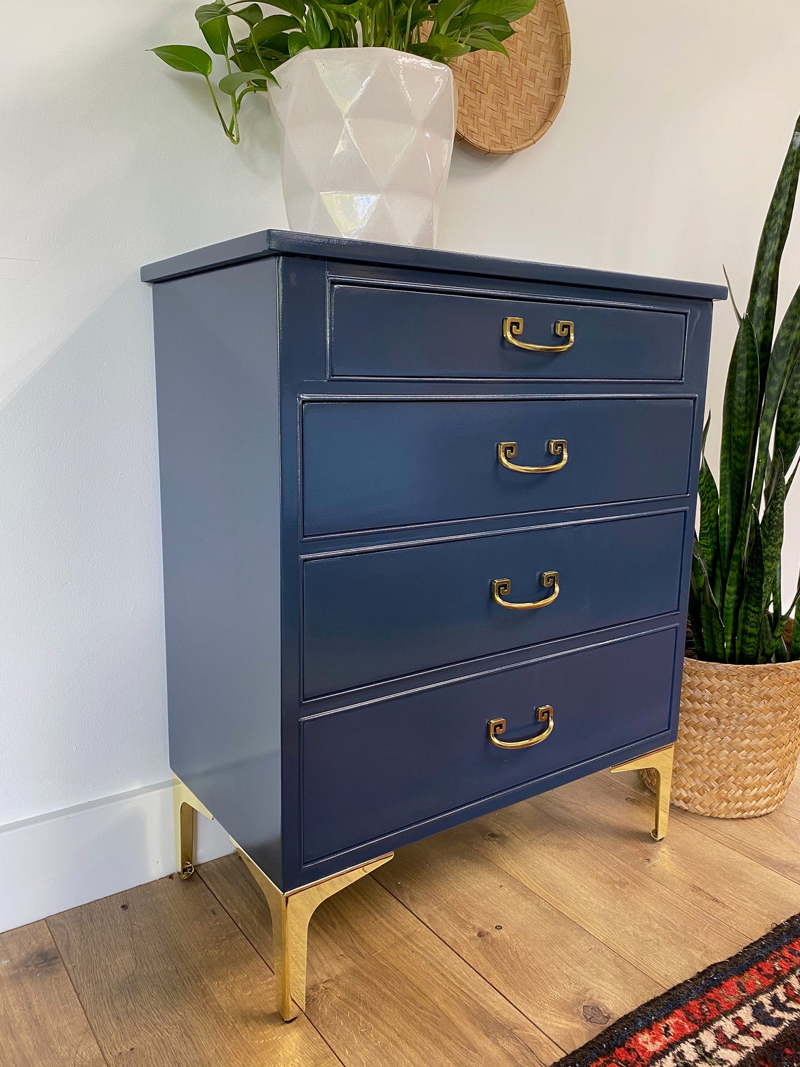 AVAILABLE Navy Blue Lacquered Chest | Etsy
