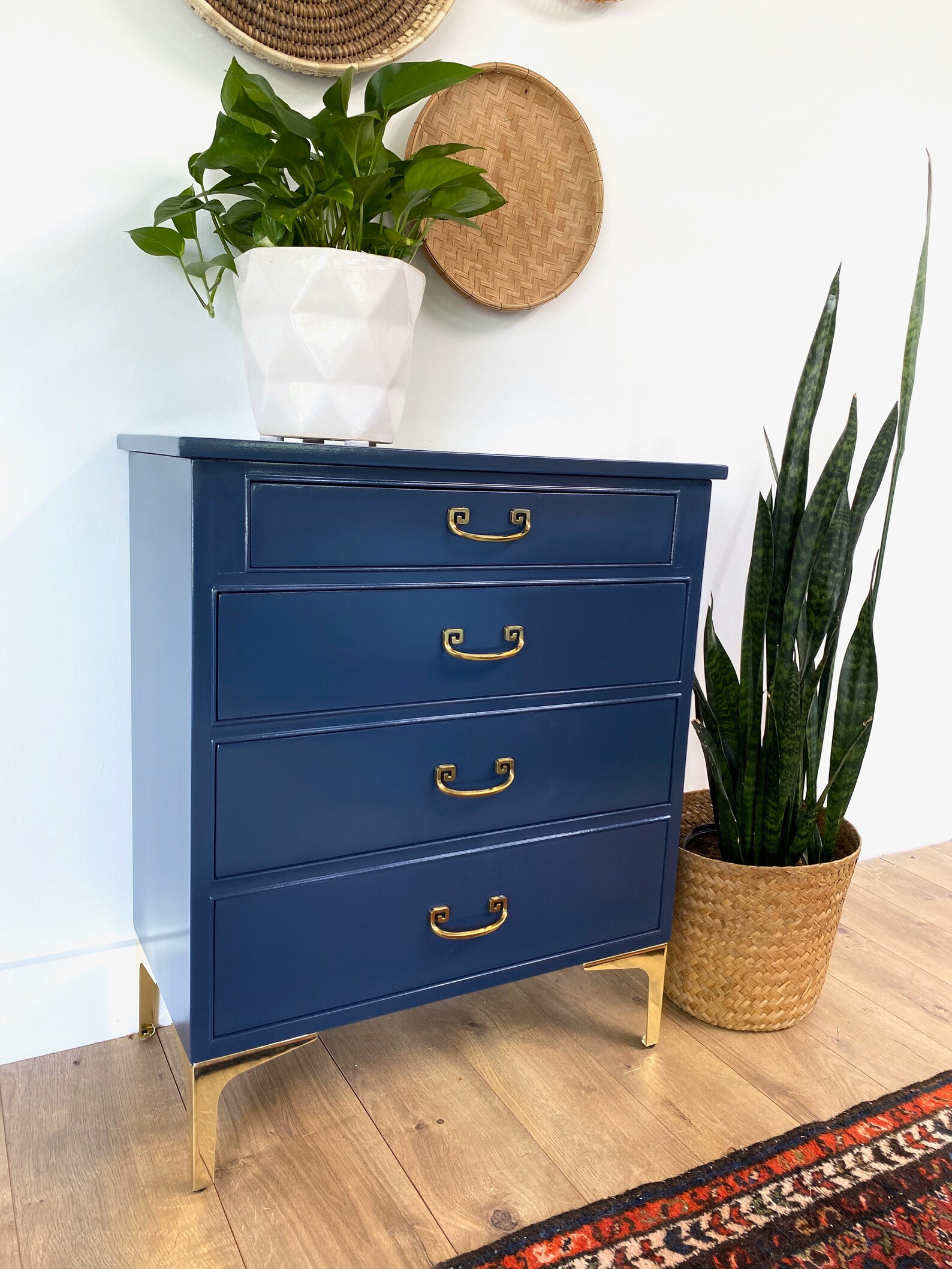 AVAILABLE Navy Blue Lacquered Chest | Etsy