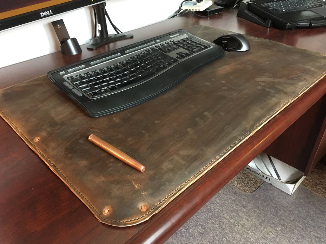 Hand Made Full Grain Leather Desk Pad With Lining. Large 32" X 22" - Etsy