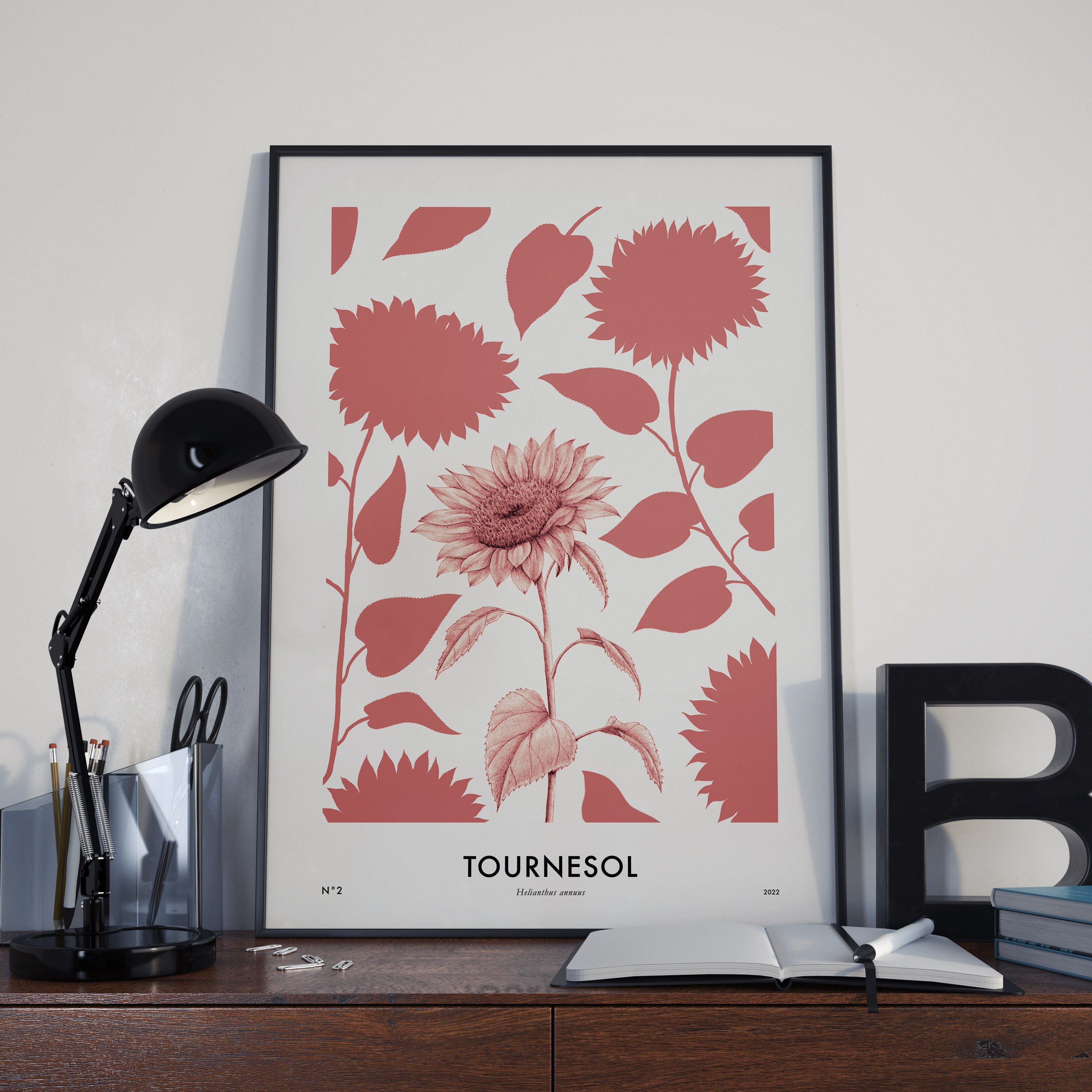 Poster Botanical Illustration Sunflower Terracotta - Etsy