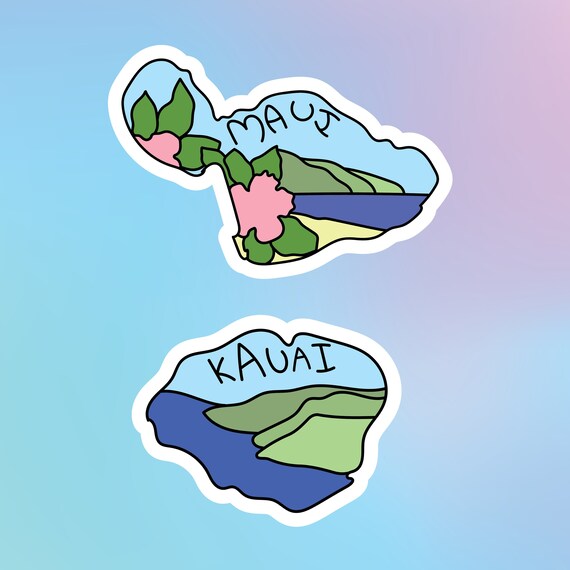 Hawaii Sticker Kauai Sticker Maui Sticker Laptop Decals | Etsy
