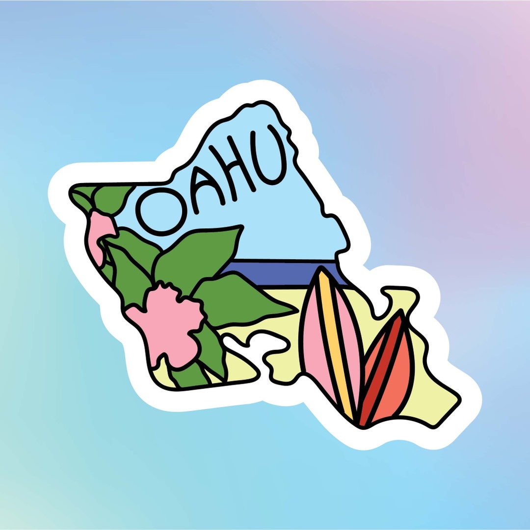Hawaii Sticker, Oahu Sticker, Laptop Decals, Mackbook Decal, Stickers ...