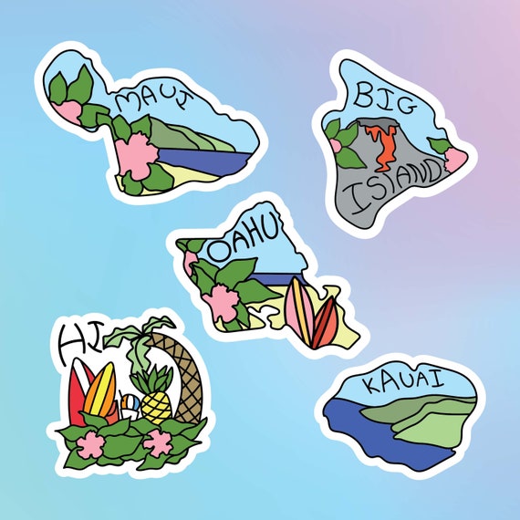 Massive Hawaiian Islands Sticker Pack Maui Sticker Big | Etsy
