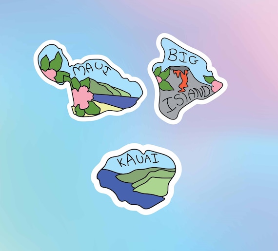 Hawaiian Islands Sticker Pack Maui Vinyl Sticker Big Island | Etsy