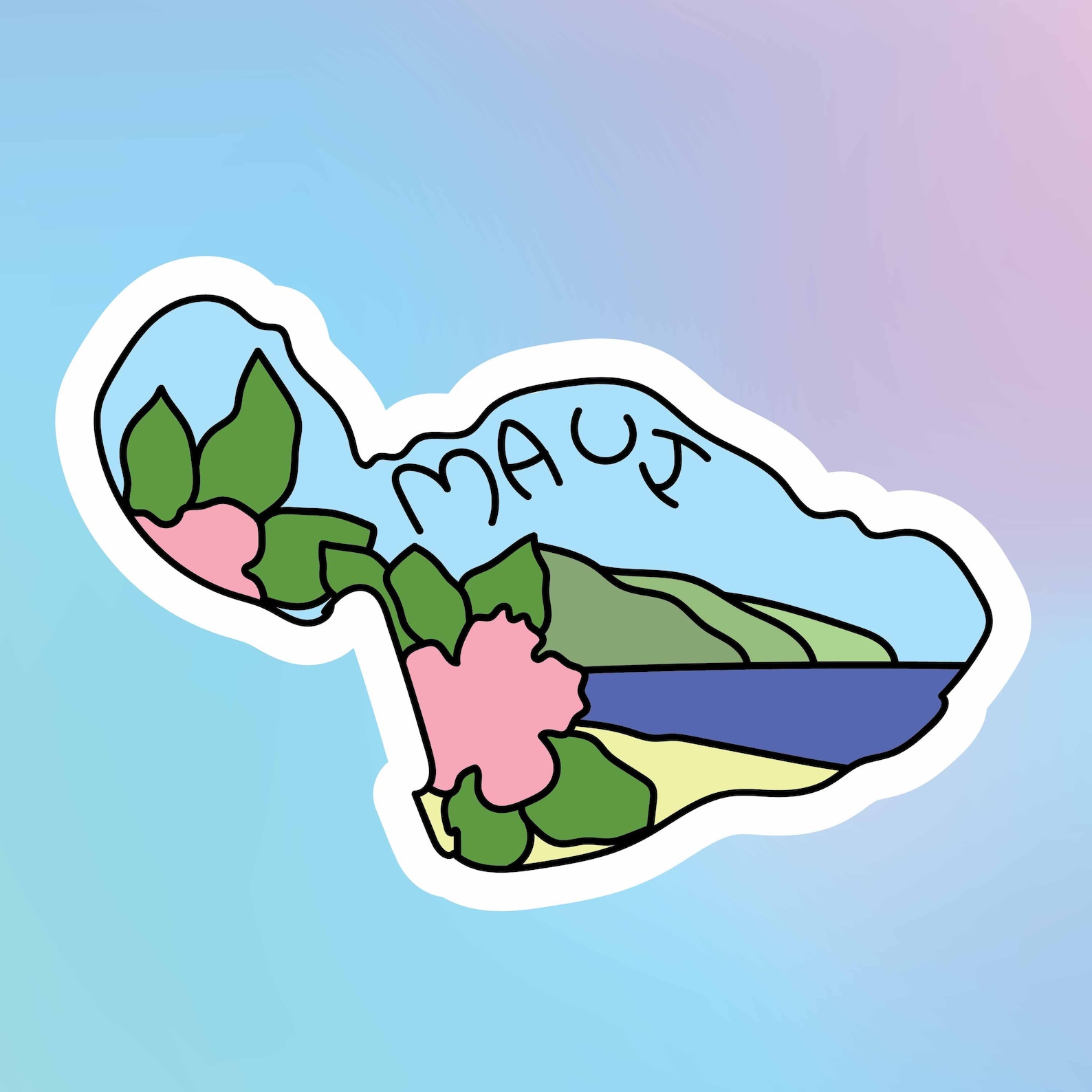 Maui Sticker Maui Outline Sticker Waterbottle Sticker Maui - Etsy