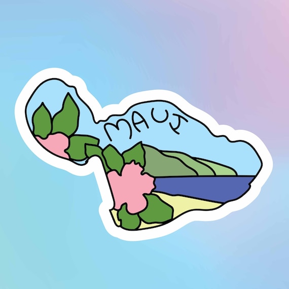 Maui Sticker Maui outline sticker Waterbottle Sticker Maui | Etsy