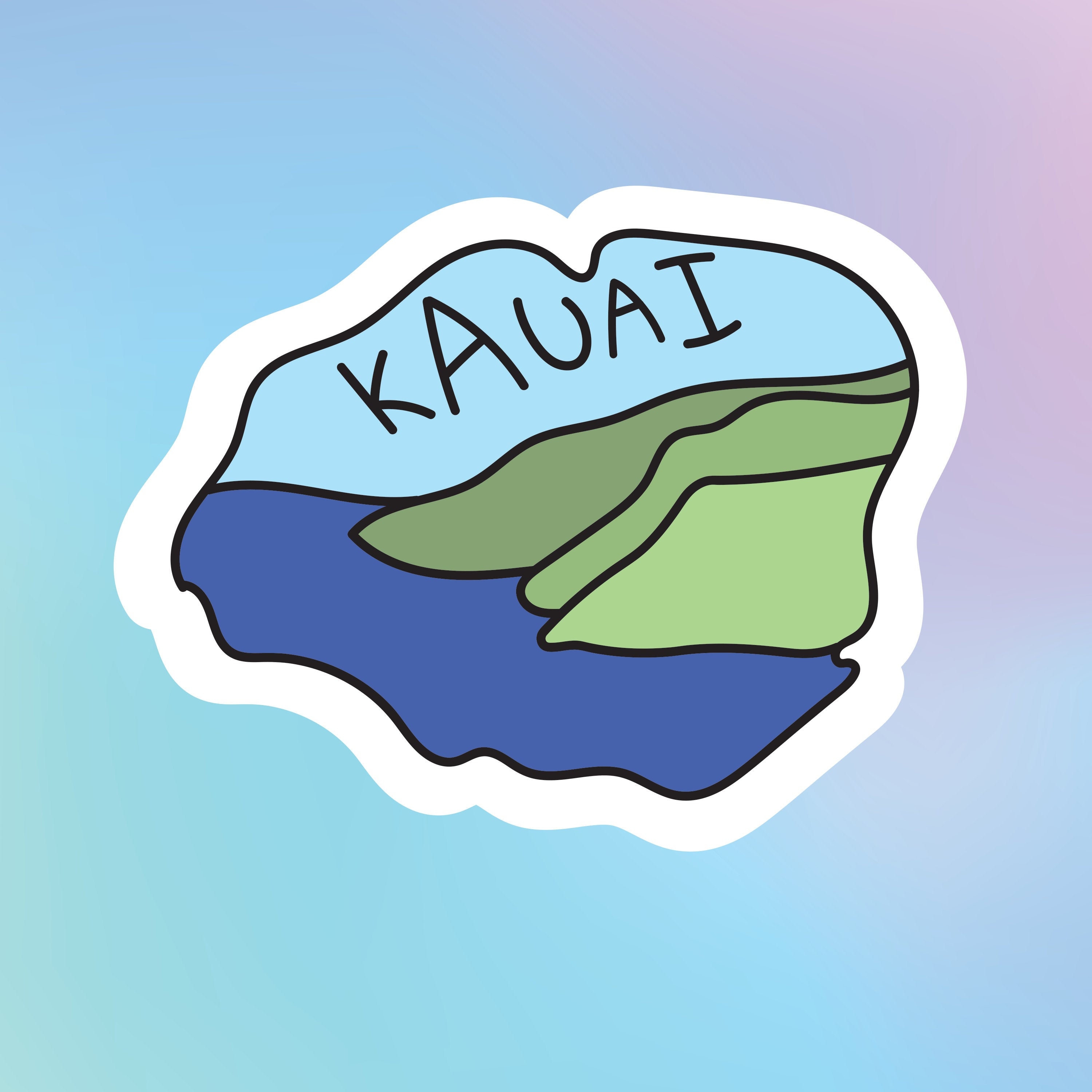 Kauai Outline Sticker Kauai Sticker Waterbottle Sticker - Etsy Sweden