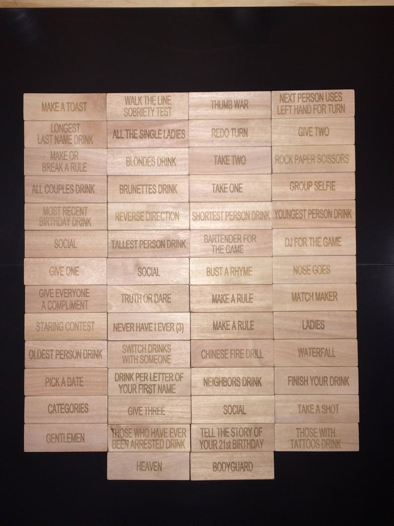 Big list of drinking jenga tiles - verysenior