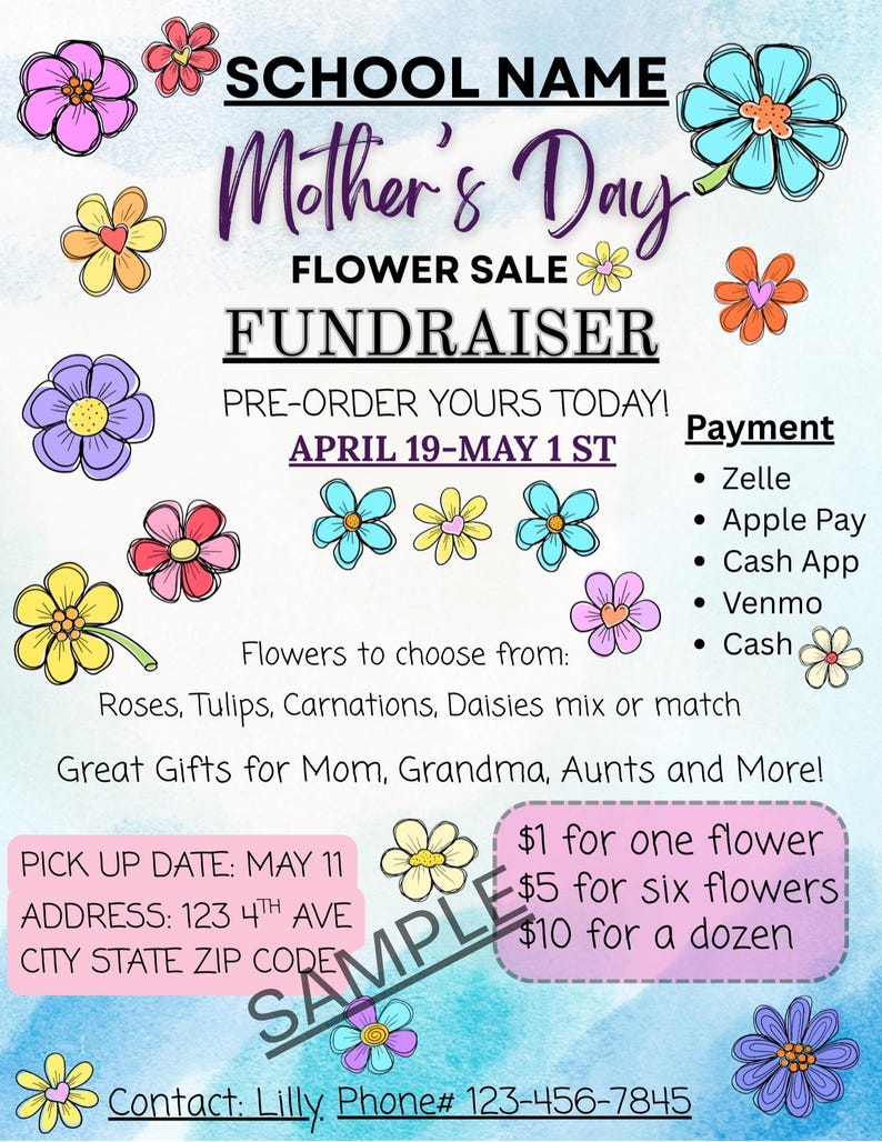Mother's Day Fundraiser Edit Flyer - Etsy