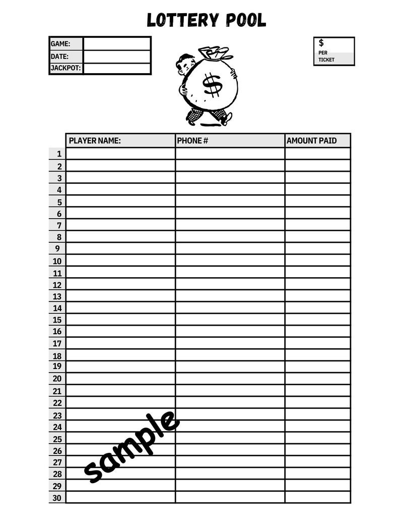 Digital Printable Lottery Pool, PDF FILE, Instant Download - Etsy