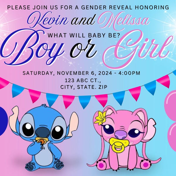 Lilo and Stitch Gender Reveal - Etsy