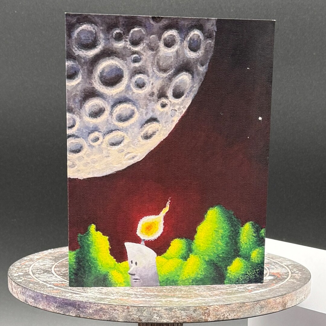 Moon, Lit - *NEW* Blank Notecard, Greeting Card, All Occasion Notecard ...