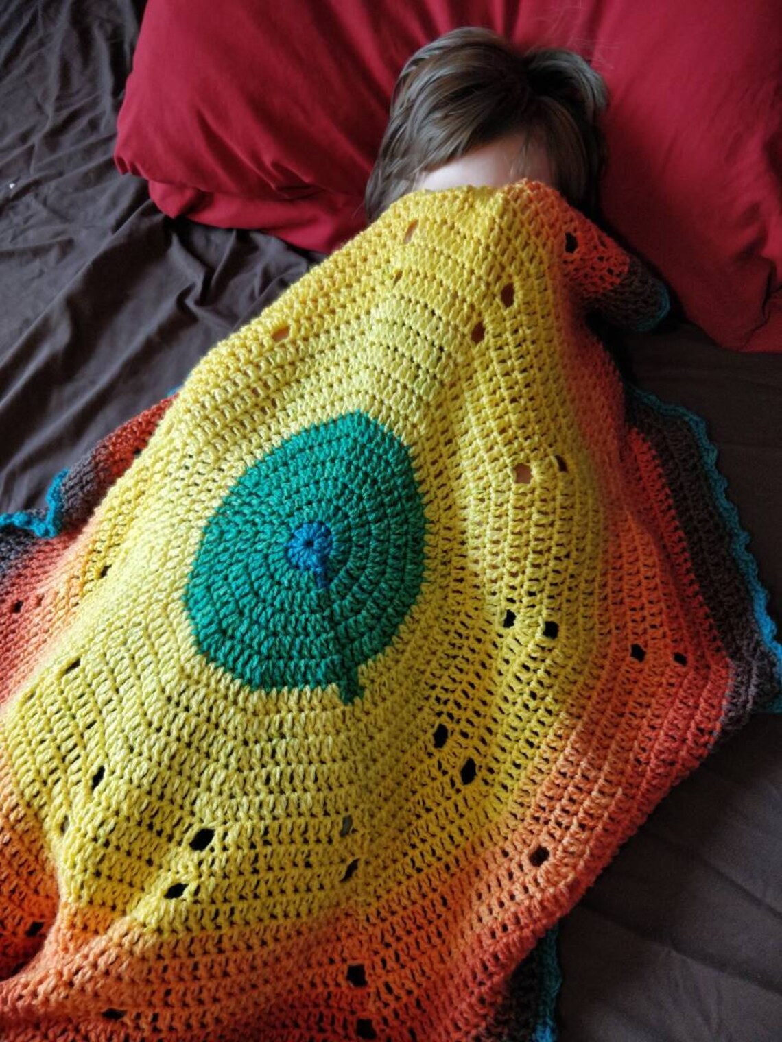 Sunburst Mandala Crochet Blanket Sunset Decorative Circular Doily or ...