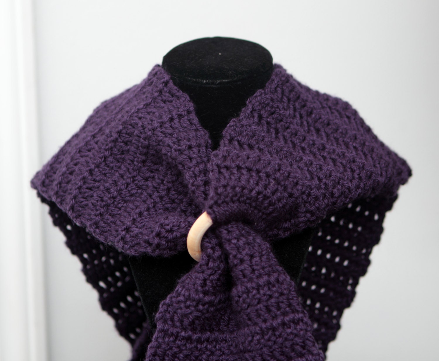 Purple Scarf With Wooden Ring Closure I Love This Yarn - Etsy