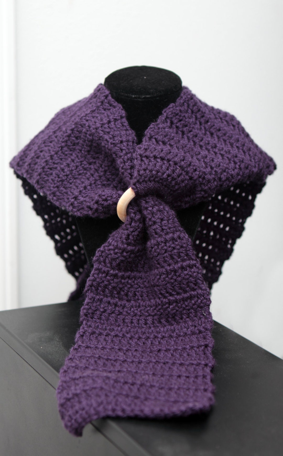 Purple Scarf With Wooden Ring Closure - I Love This Yarn - Gift for Her ...