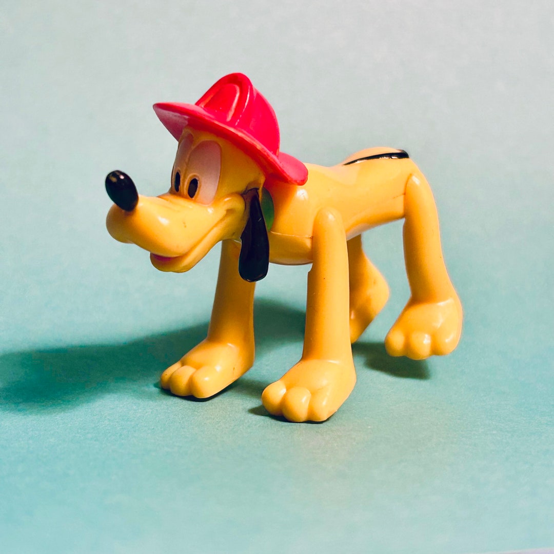 Pluto Wearing a Firefighters Helmet, Plastic Poseable Pluto Toy, Fire ...
