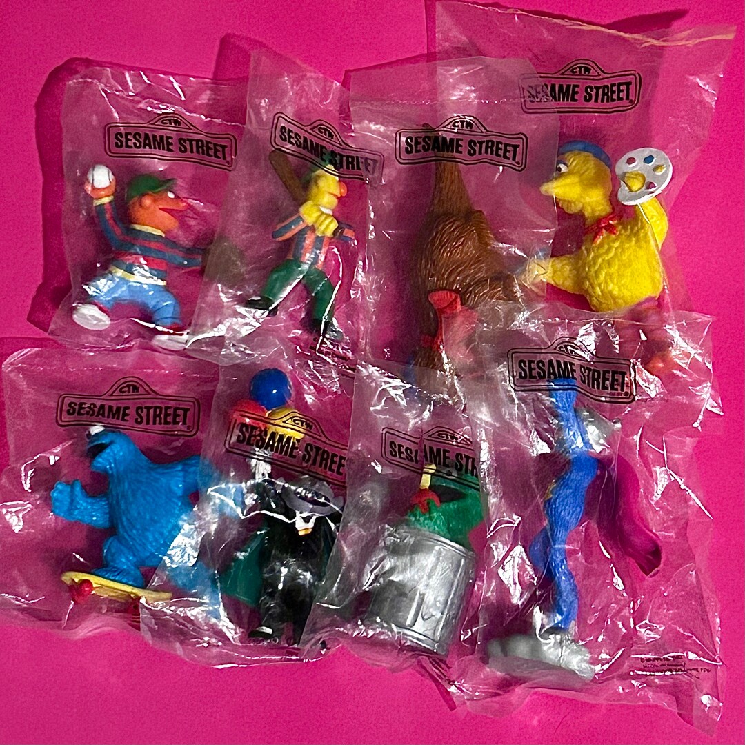 Sesame Street Figures 1988 Set 100% Complete Set Super Grover, Big Bird ...
