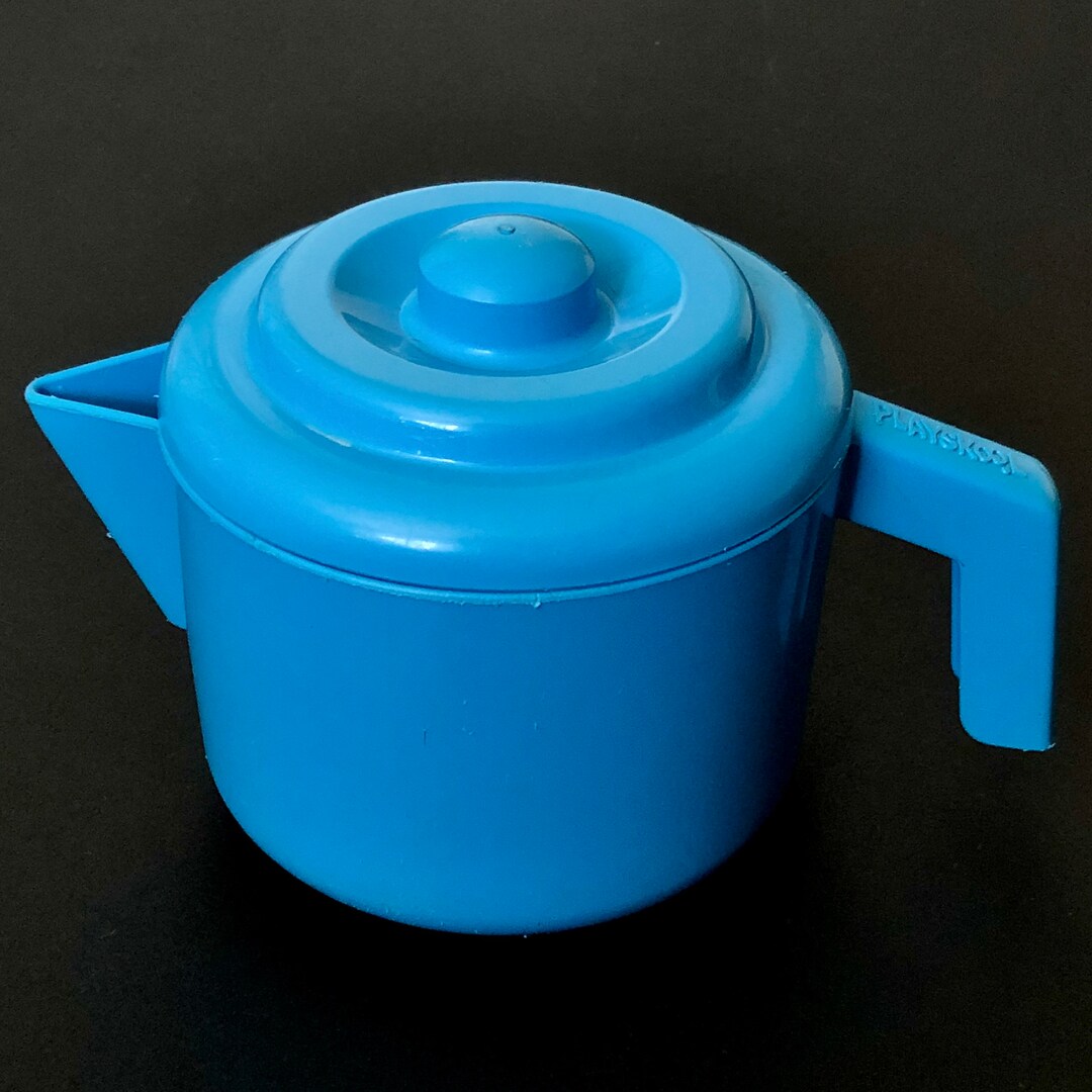 Vintage Playskool Kitchen Play Food Blue Kettle Replacement Dishes ...