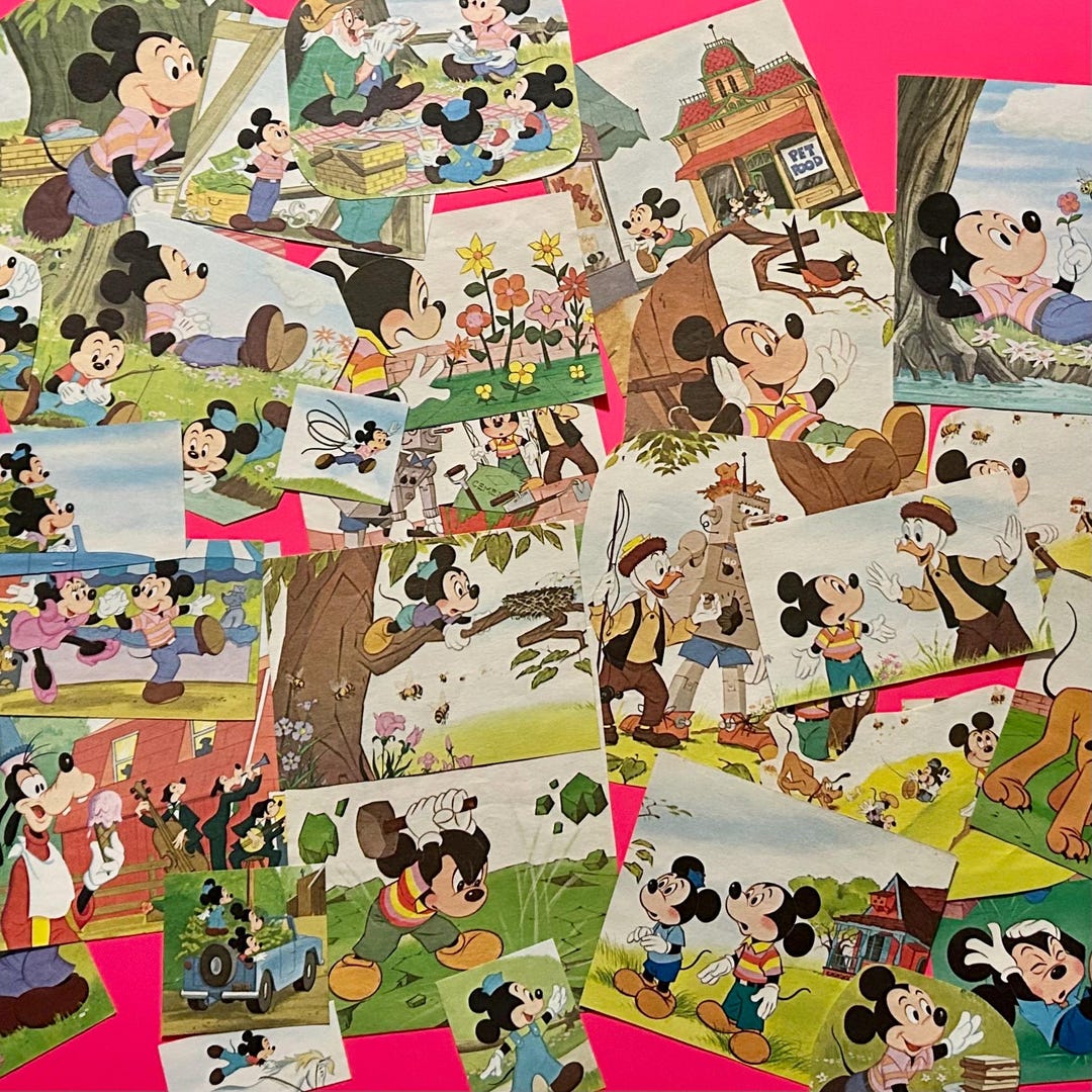 Mickey Mouse and Friends Scrap Pack 1970s Disney Illustrations Whitman ...