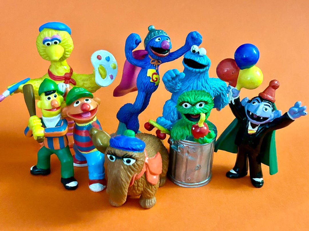 Sesame Street Figures 1988 Set 100% Complete Set Super Grover, Big Bird ...