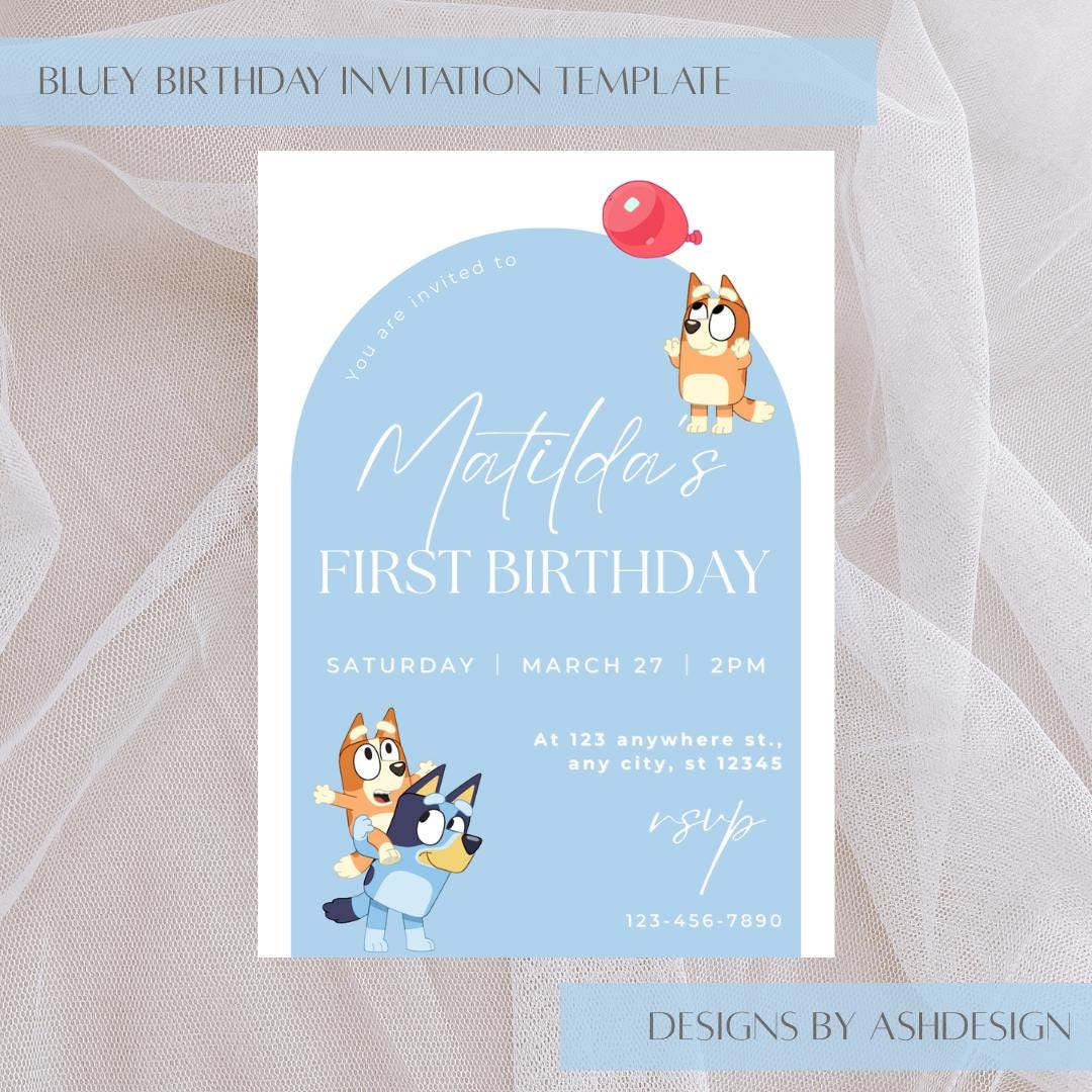 Bluey Birthday Invitation, Editable Canva Template (digital Download ...