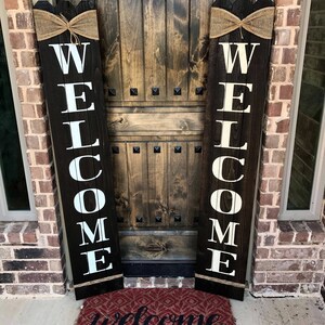 Farmhouse Rustic Wood Welcome Sign, Vertical Wooden Welcome Sign ...