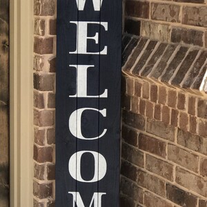 Farmhouse Rustic Wood Welcome Sign, Vertical Wooden Welcome Sign ...