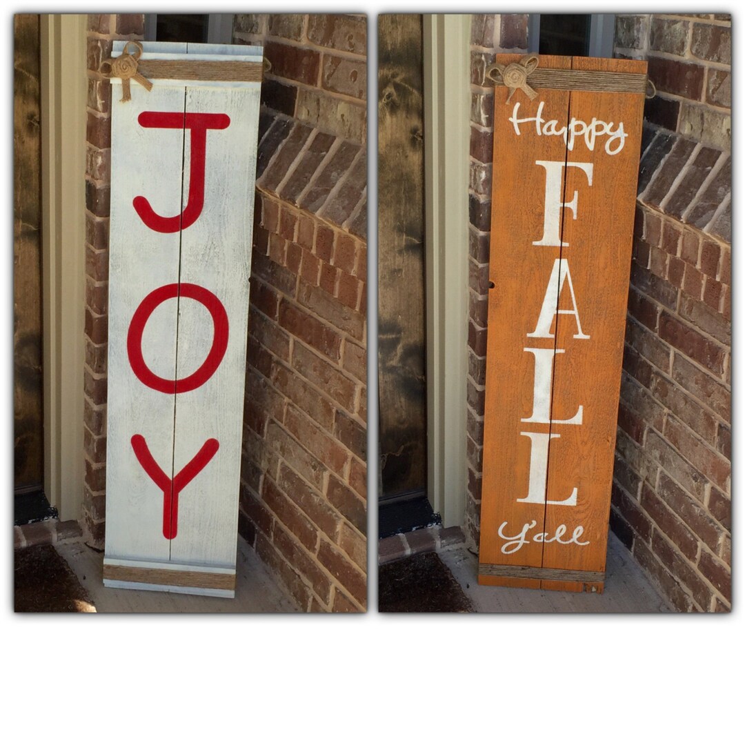 48x11 REVERSIBLE Fall and Christmas Sign, Holiday Wood Sign, Christmas ...