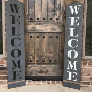 Farmhouse Rustic Wood Welcome Sign, Vertical Wooden Welcome Sign ...