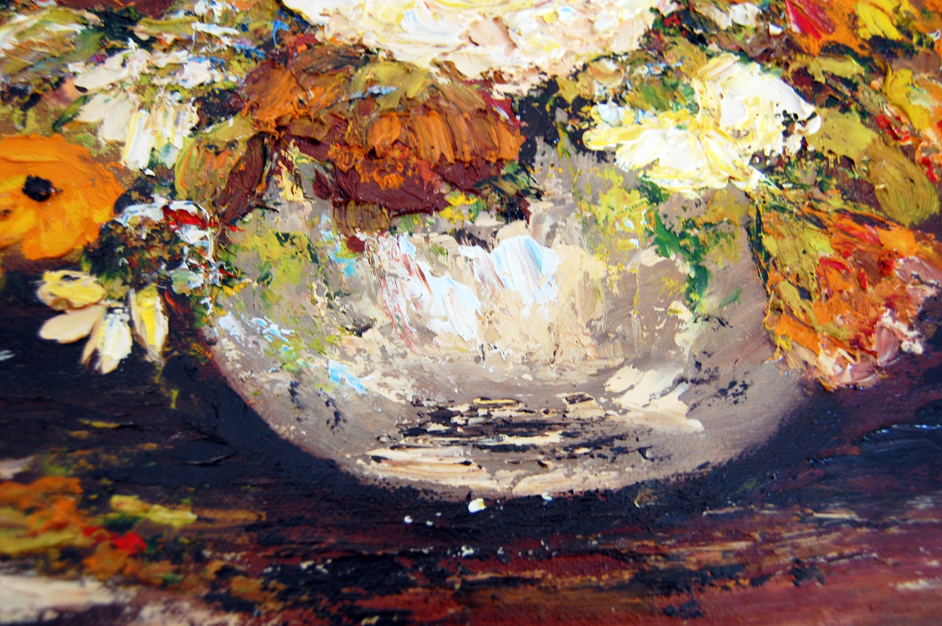 Original 1970s Vintage Still Life Floral Oil Painting - Signed Cordell ...