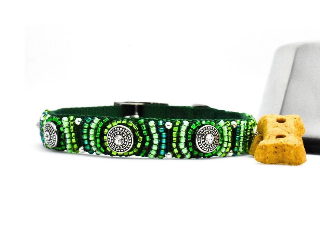 Luxury Beautiful Dog Collar With Rhinestones and Beads, Bedazzled ...