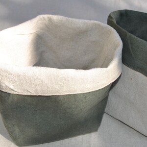 Reversible Boho Linen Storage Basket, Bread Basket - Etsy