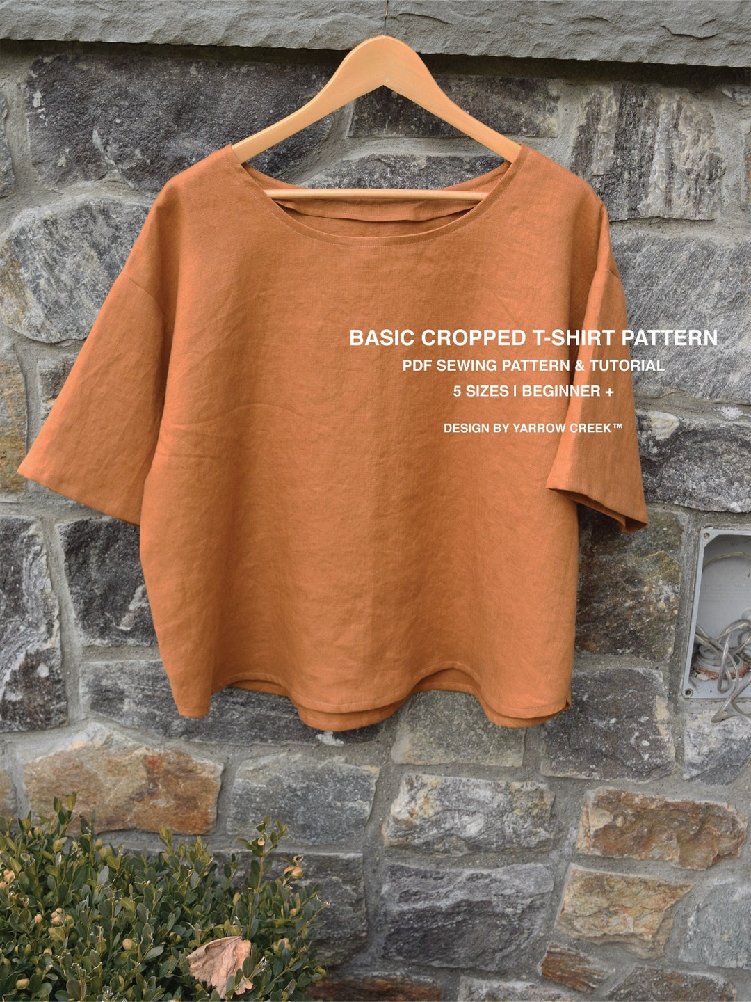 Basic Cropped T-shirt PDF Sewing Pattern | 5 Sizes - Etsy