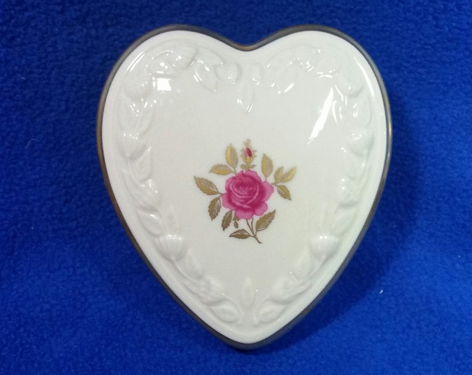 Vintage Lenox Rhodora Heart Shaped Trinket Box / Lenox Rose Jewelry ...