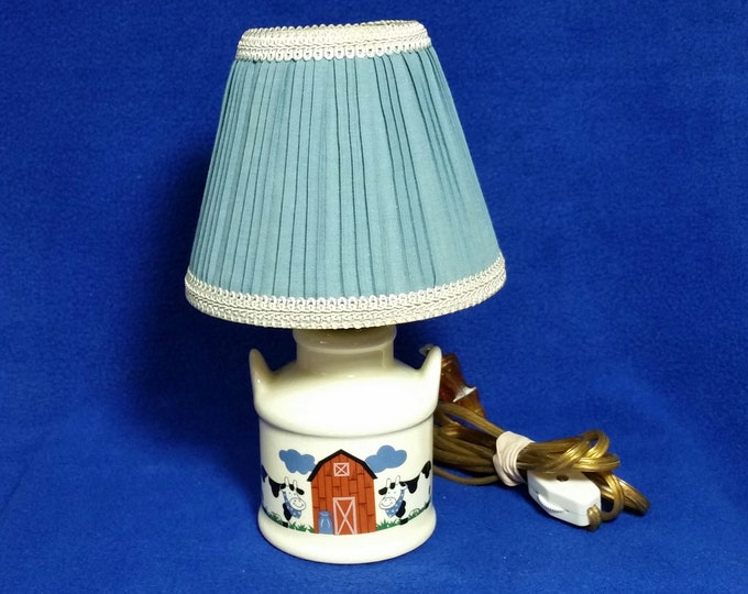 Vintage Dairy Cows Table Night Light Lamp / Black and White Cows Lamp ...