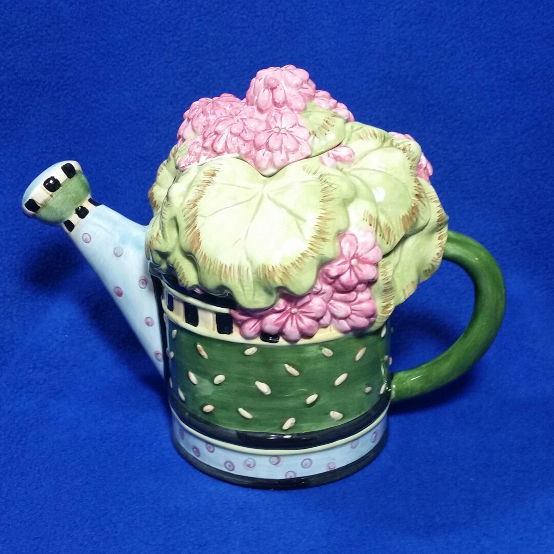 Vintage Sakura Spring Bouquet Watering Can Teapot / Debbie Mumm ...