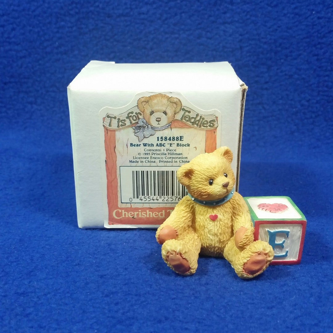 Cherished Teddies Bear With ABC e Block Mini Figurine / Enesco 158488E ...