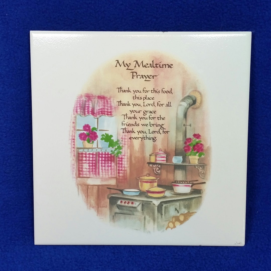 Vintage My Mealtime Prayer Ceramic Tile Kitchen Trivet / Retro / MCM ...