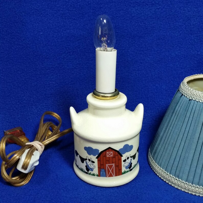 Vintage Dairy Cows Table Night Light Lamp / Black and White - Etsy
