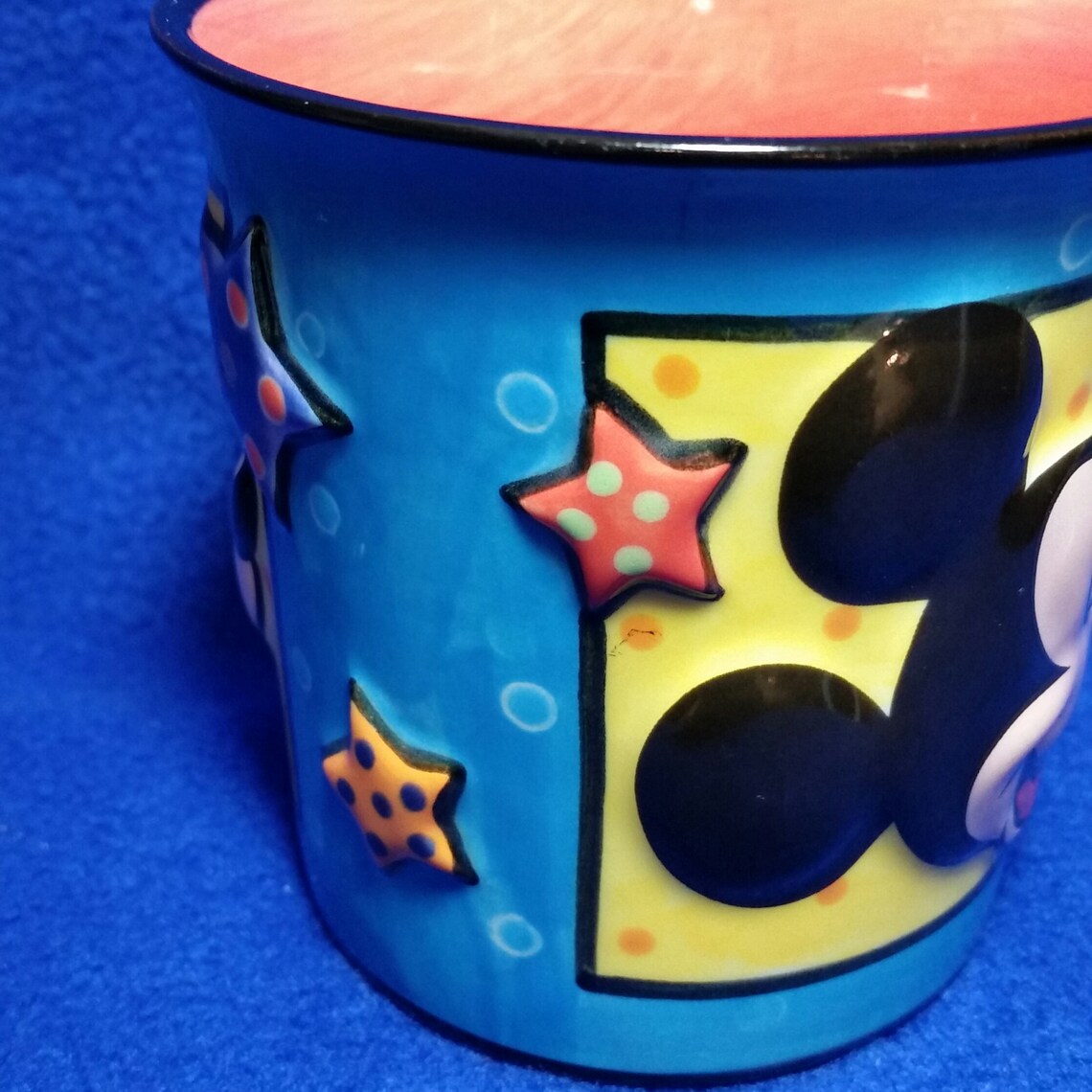 Mickey Mouse Blue Embossed Mug / Mickey Mouse Head and Stars - Etsy
