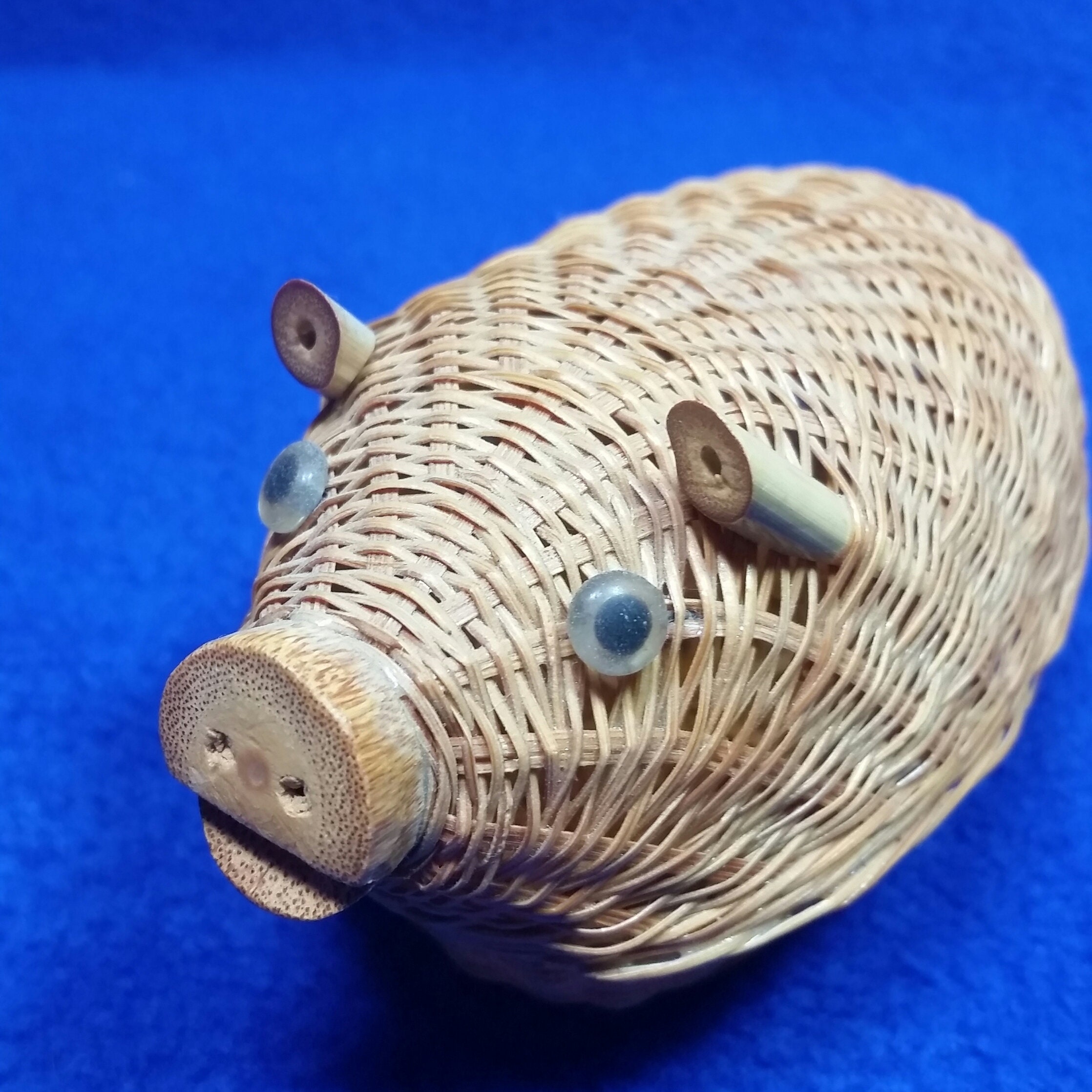 Vintage Wicker Pig Basket / Rattan Pig Basket / Boho Wicker Decor / Pig ...