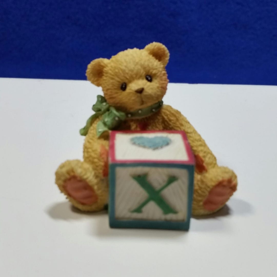 Cherished Teddies Bear With ABC "x" Block Mini Figurine / Enesco ...