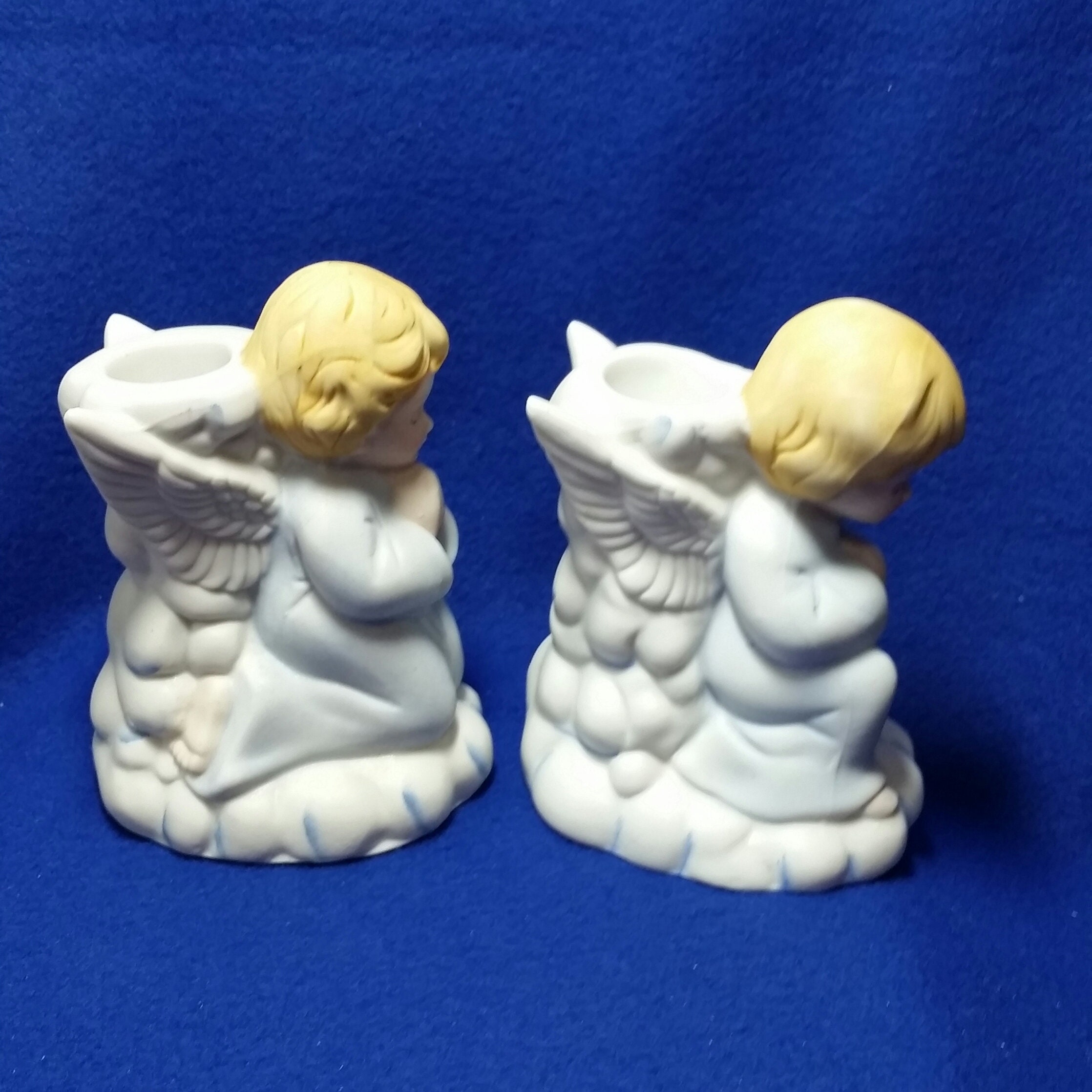 Kneeling Praying Angel Candlestick Holder Set / Child Angels Praying ...
