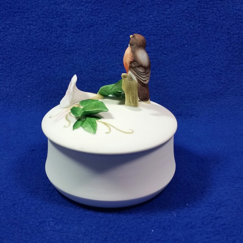 Vintage Otagiri Robin With Morning Glory Trinket Box / Otagiri Trinket ...